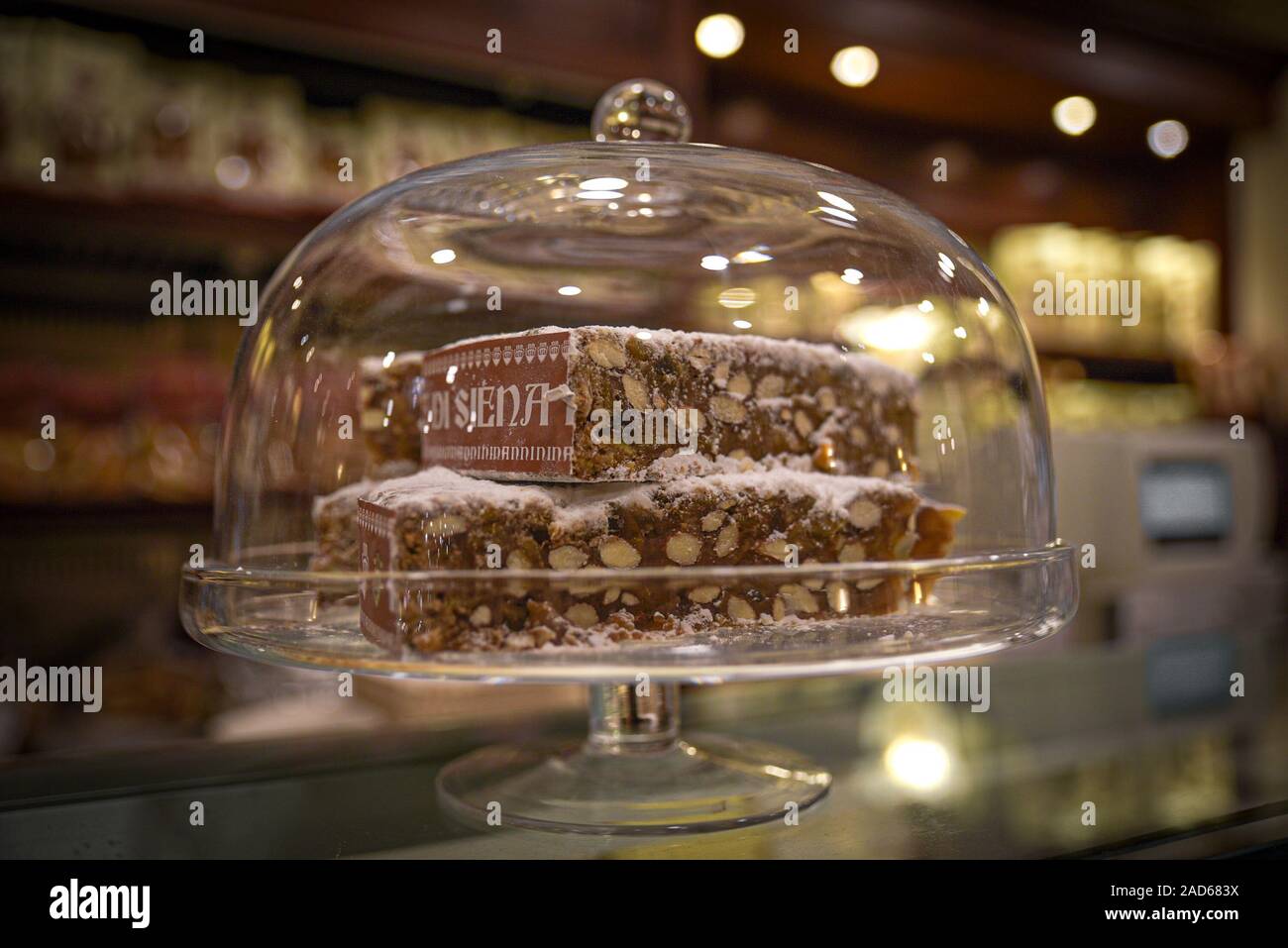 Panforte. Typical Siena cake prepared with almonds and candied fruit ...