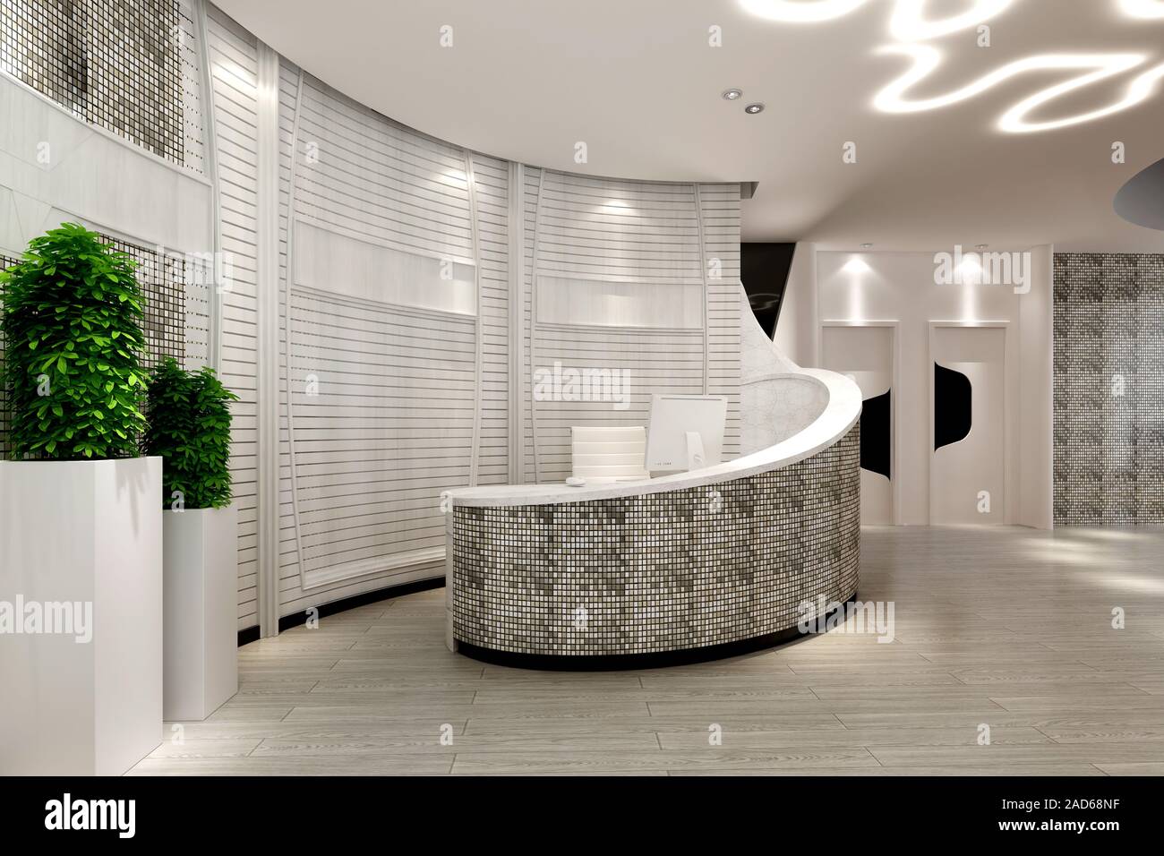 3d render of working office Stock Photo - Alamy