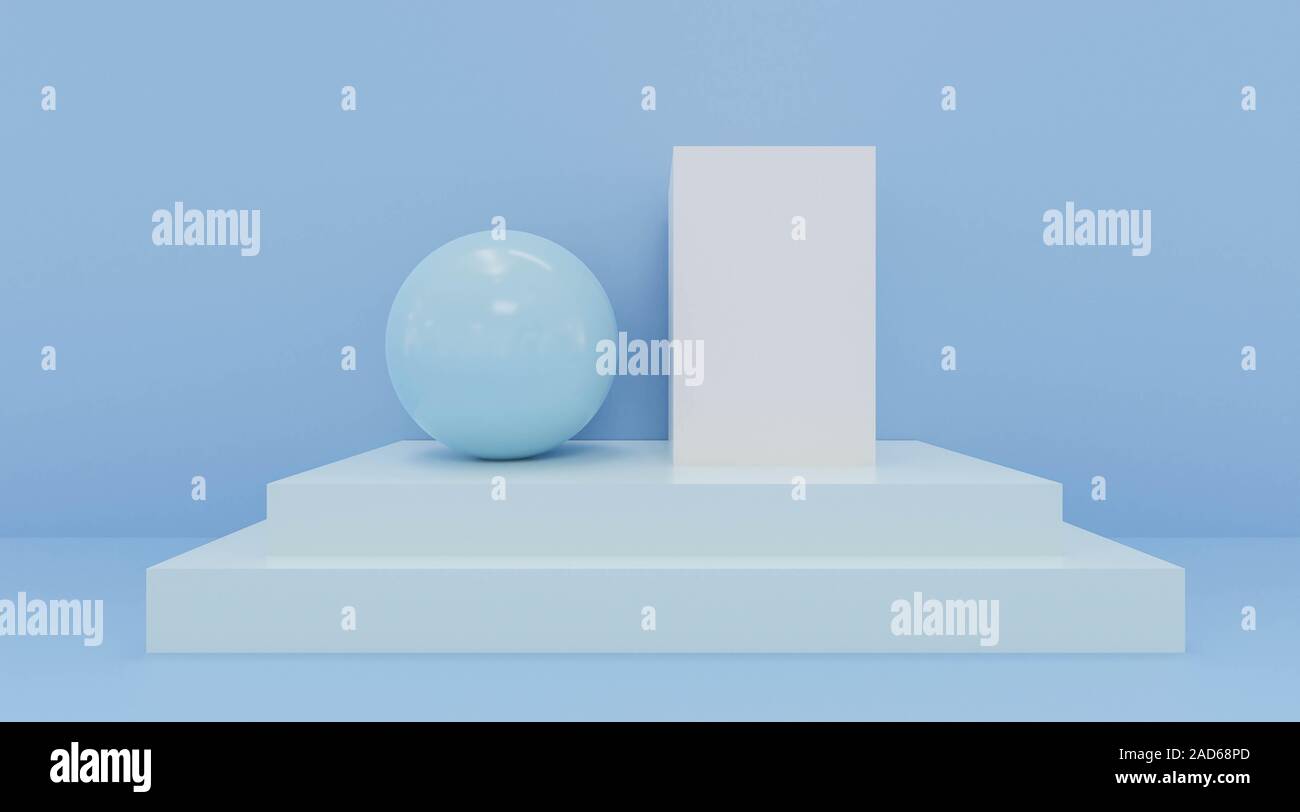 Colorful abstract geometric figures. blue colored cubes and balls 3d ...