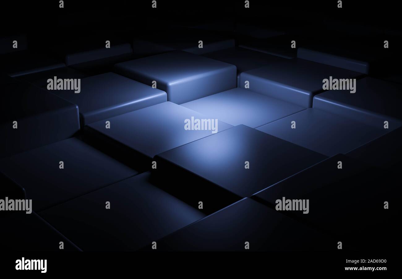 cube abstract texture background with blue light 3d illustration render ...