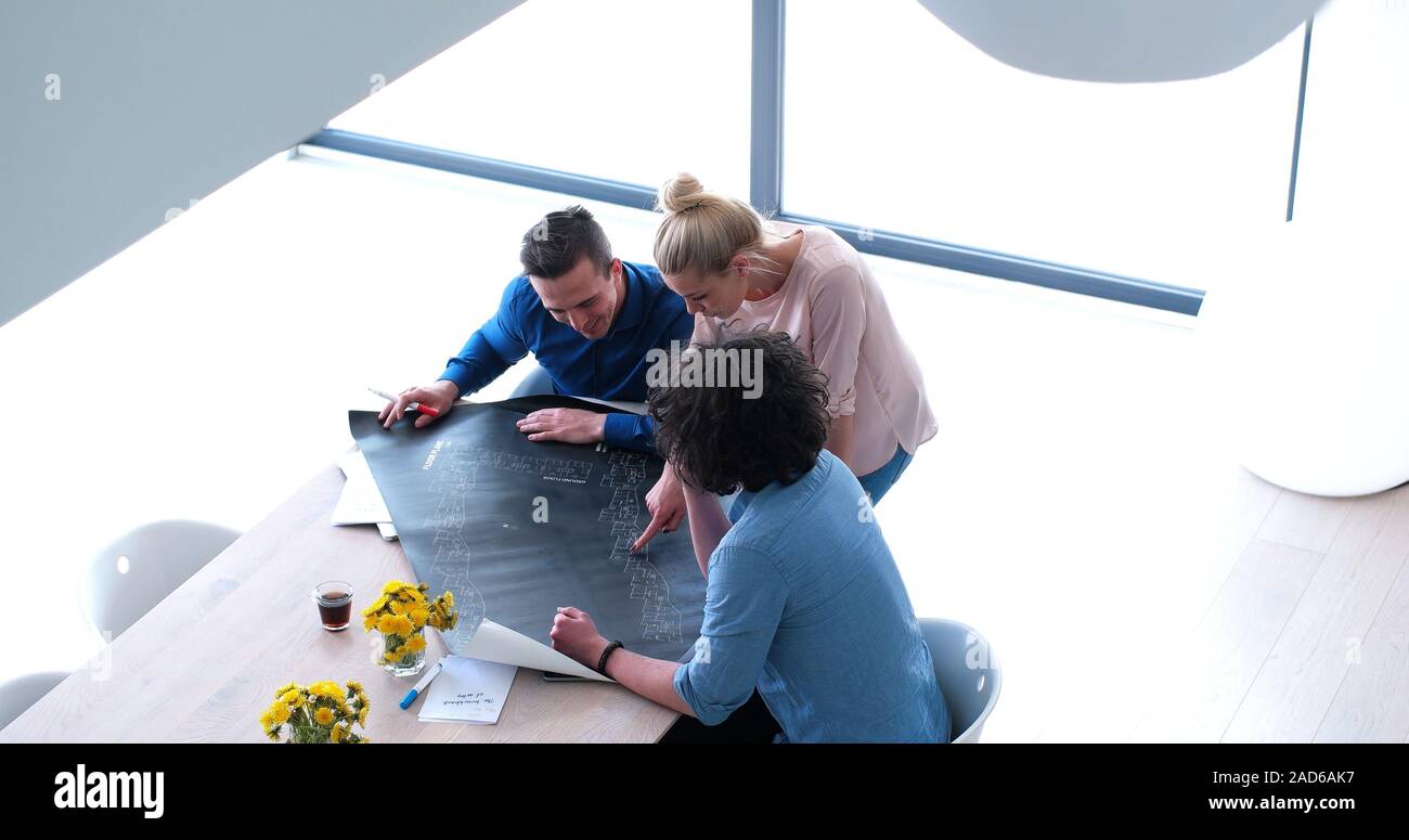 Startup Business Team At A Meeting at modern office building Stock ...