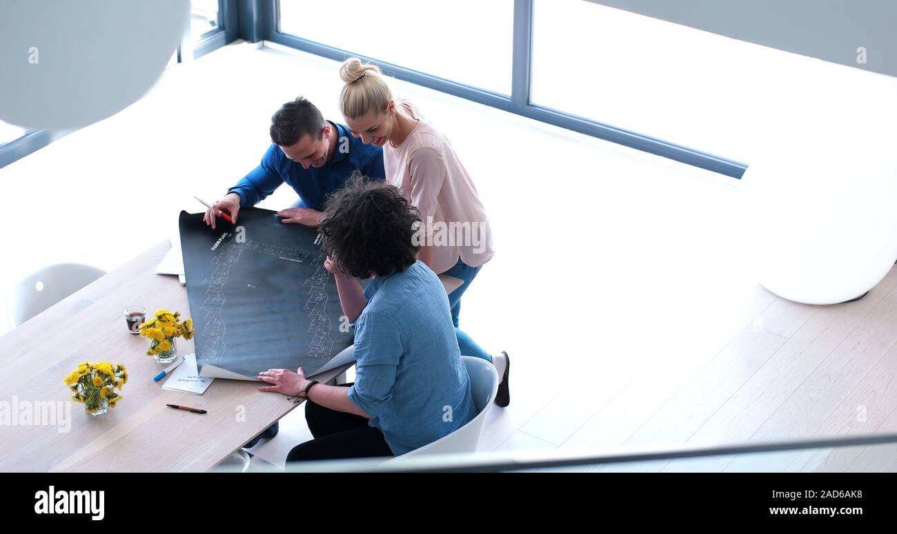 Startup Business Team At A Meeting at modern office building Stock ...