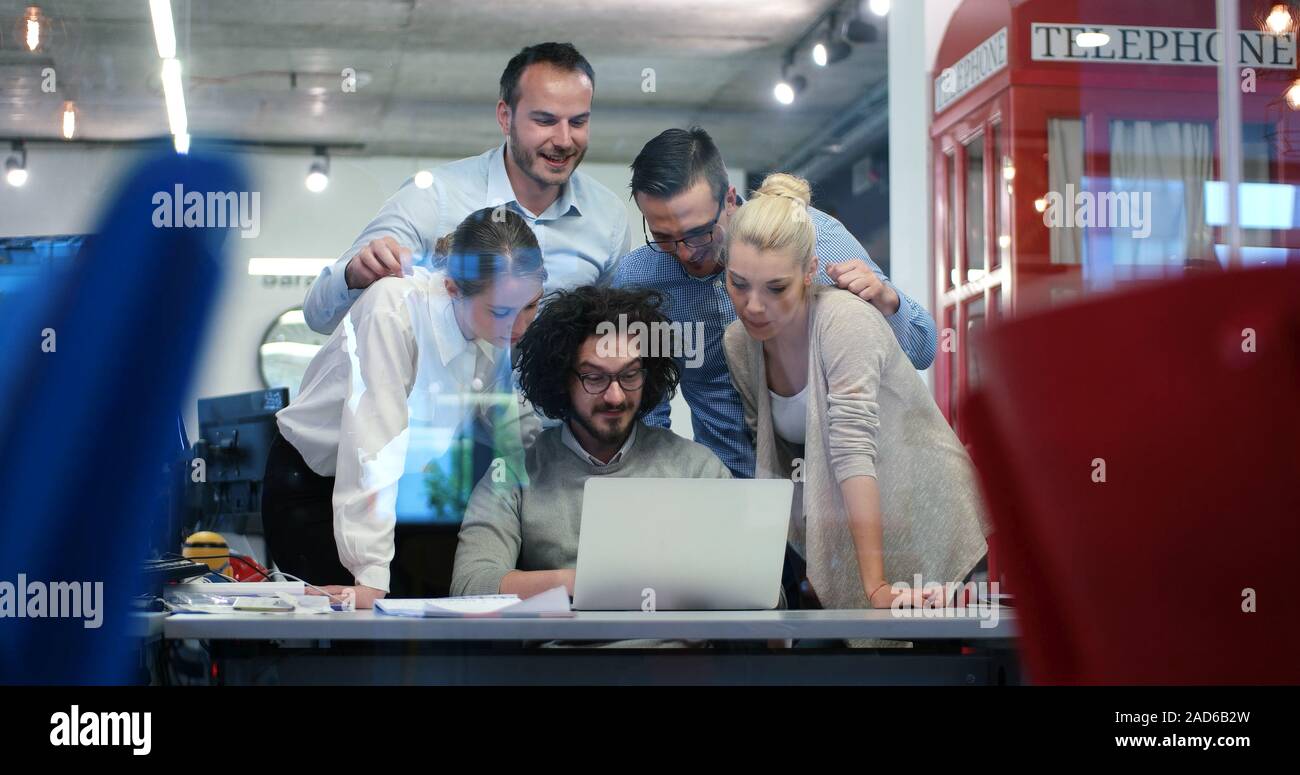 Startup Business Team At A Meeting at modern office building Stock ...