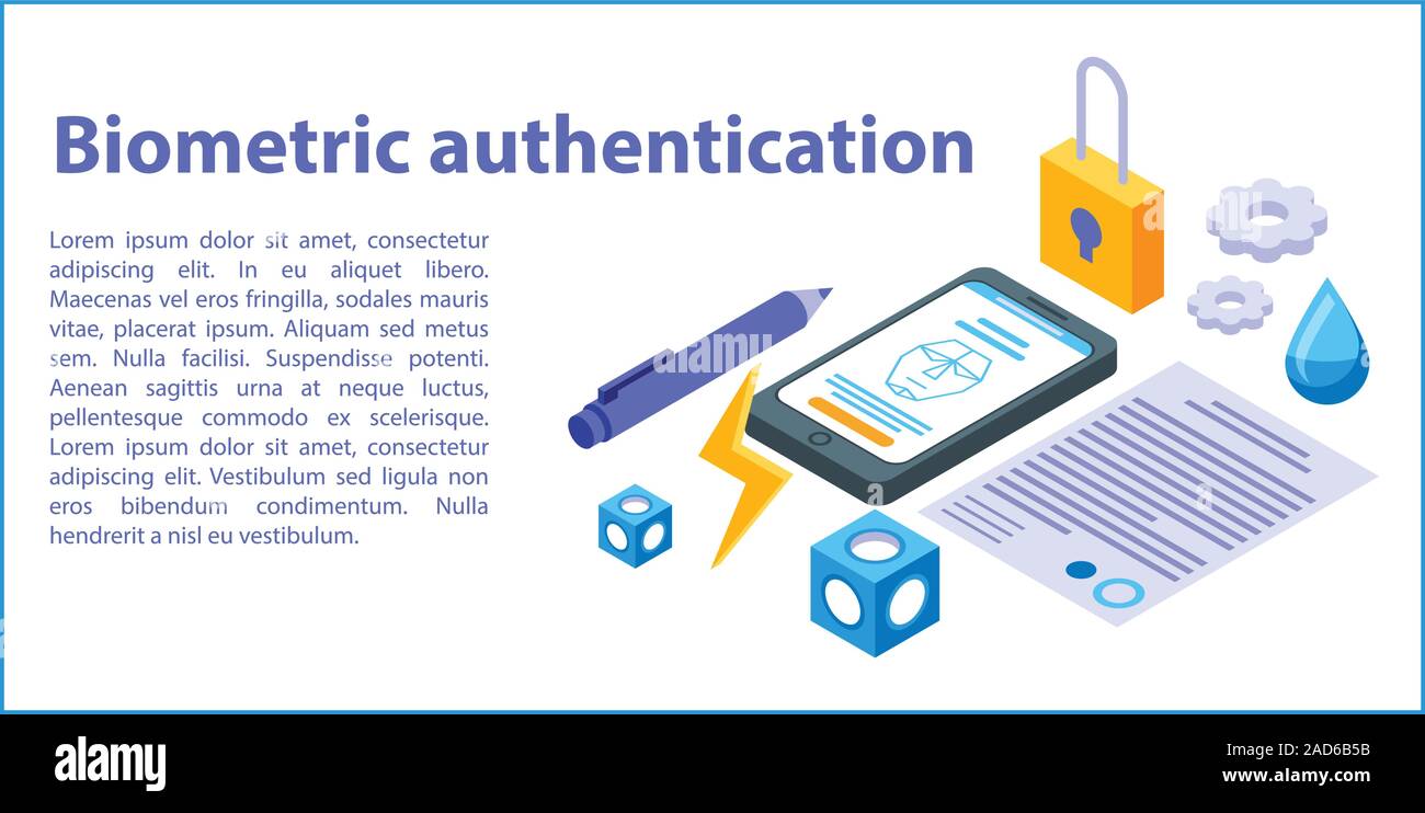 Biometric authentication concept banner, isometric style Stock Vector ...