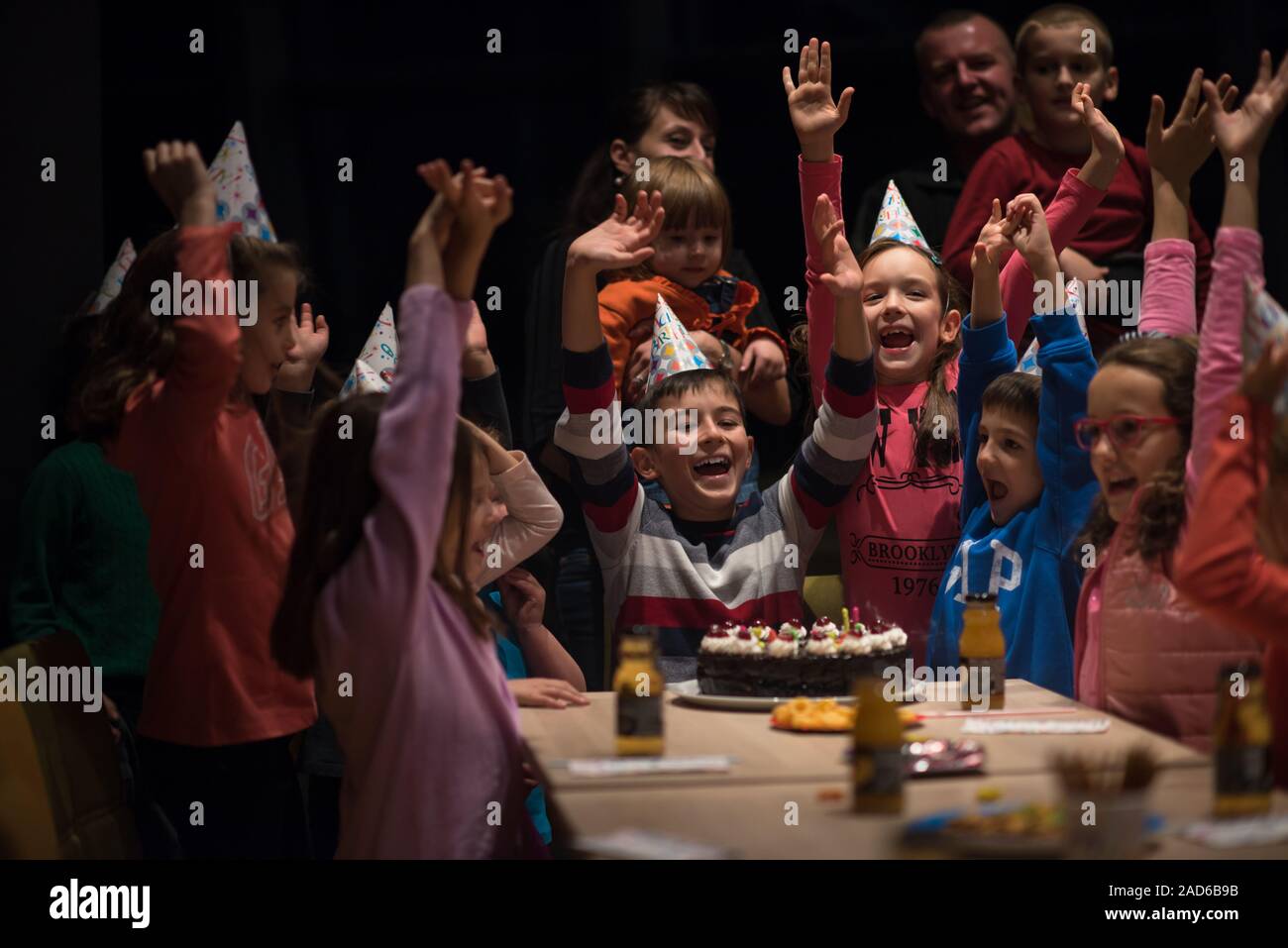 The young boy joyfully celebrating his birthday Stock Photo - Alamy