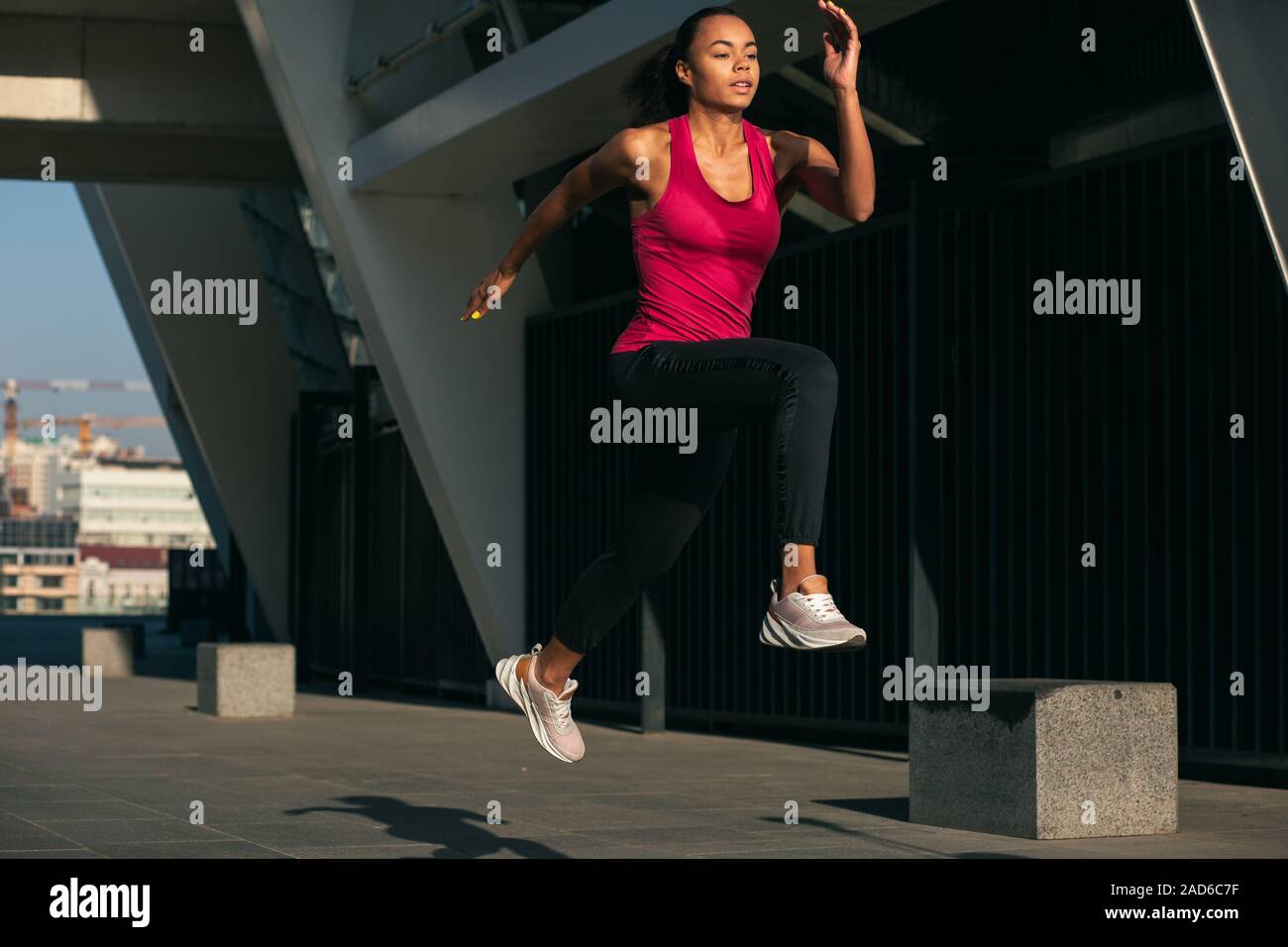 Making great leap in the air stock photo Stock Photo - Alamy