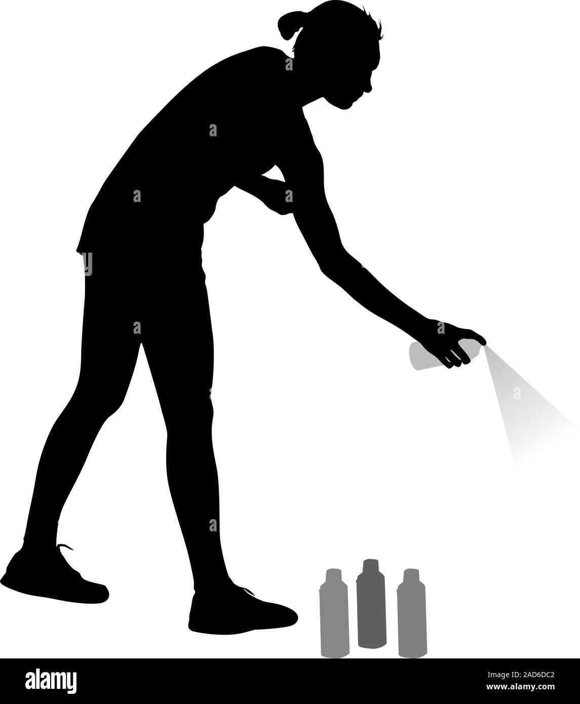 Silhouette woman holding a spray on a white background. Vector ...
