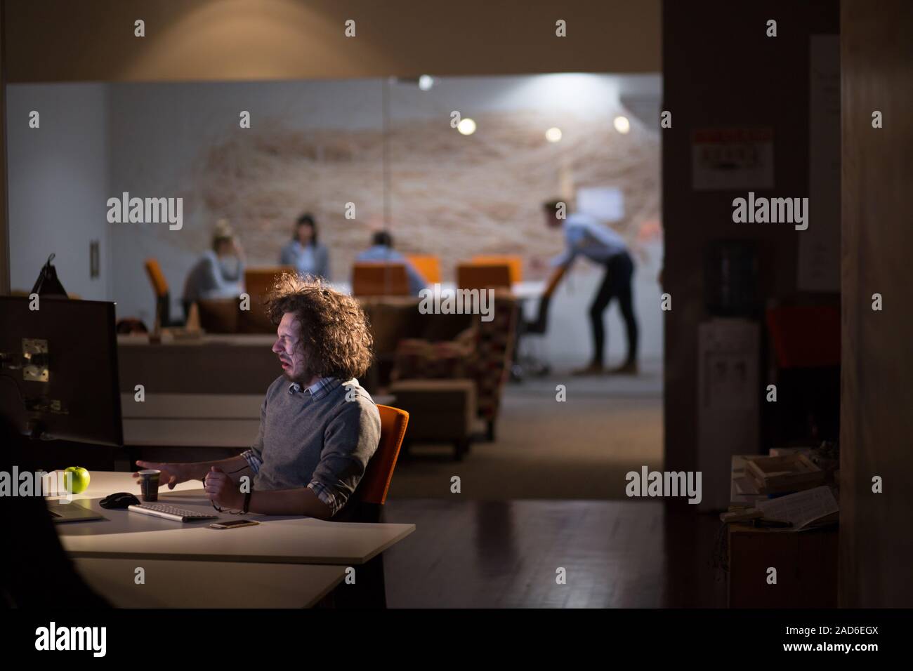 Tired employee desk screen hi-res stock photography and images - Alamy