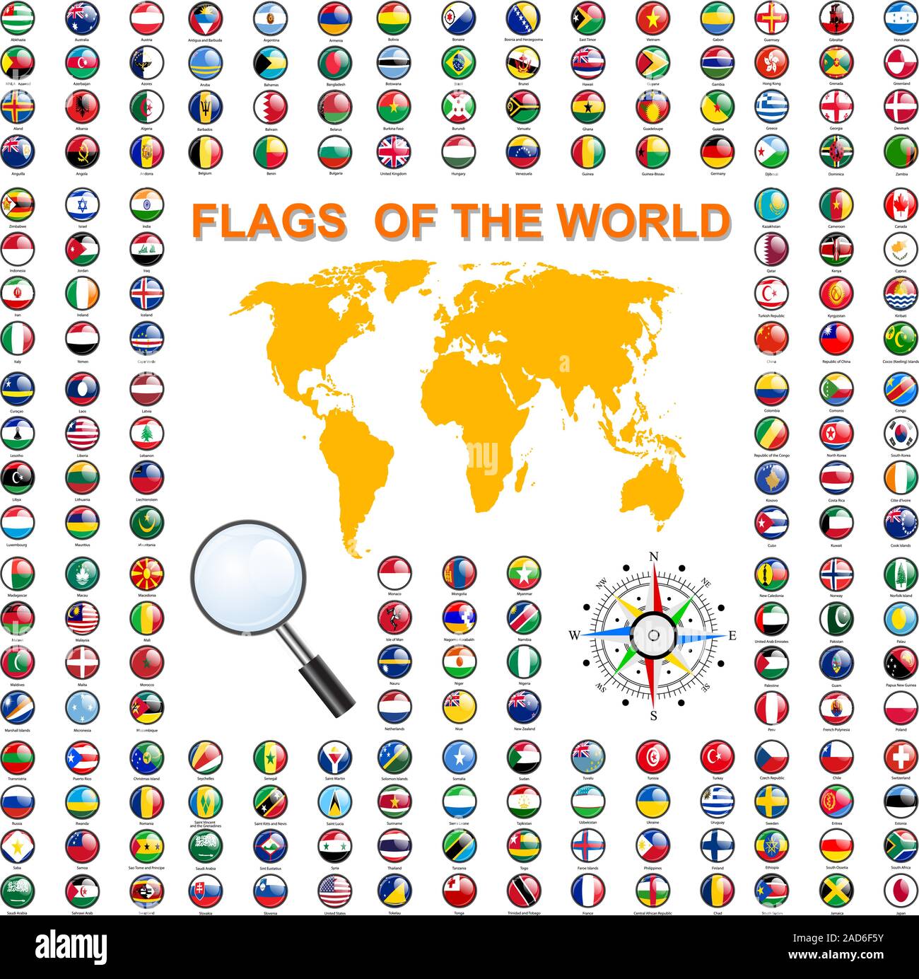 Set Flags of world sovereign states. Vector illustration Stock Vector ...