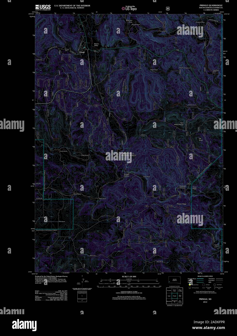 Pringle south dakota map hi-res stock photography and images - Alamy