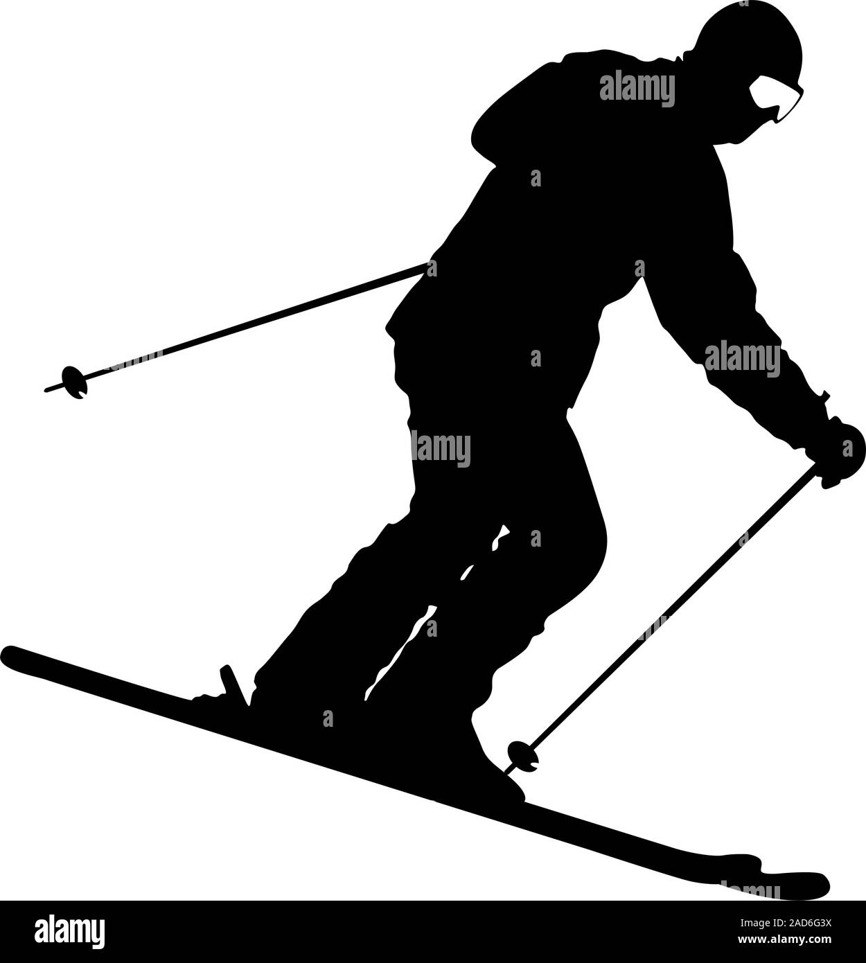 Mountain skier speeding down slope. Vector sport silhouette Stock ...