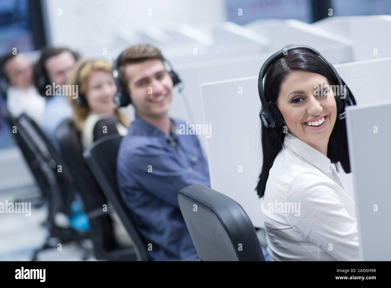 Portrait male female operators hi-res stock photography and images - Alamy