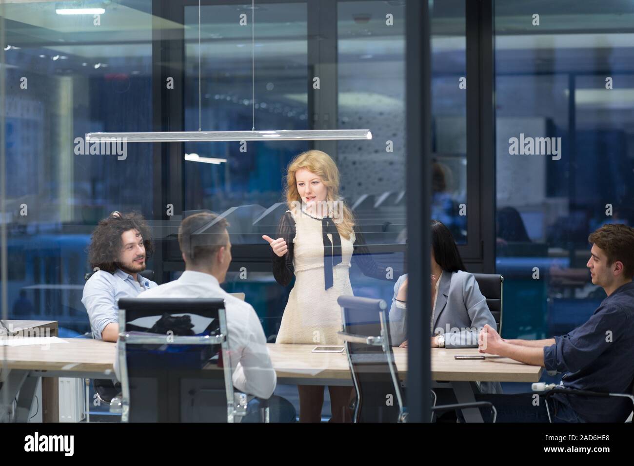 Startup Business Team At A Meeting at modern office building Stock ...