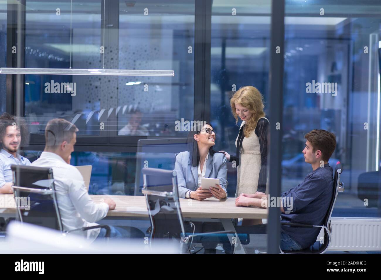 Startup Business Team At A Meeting at modern office building Stock ...