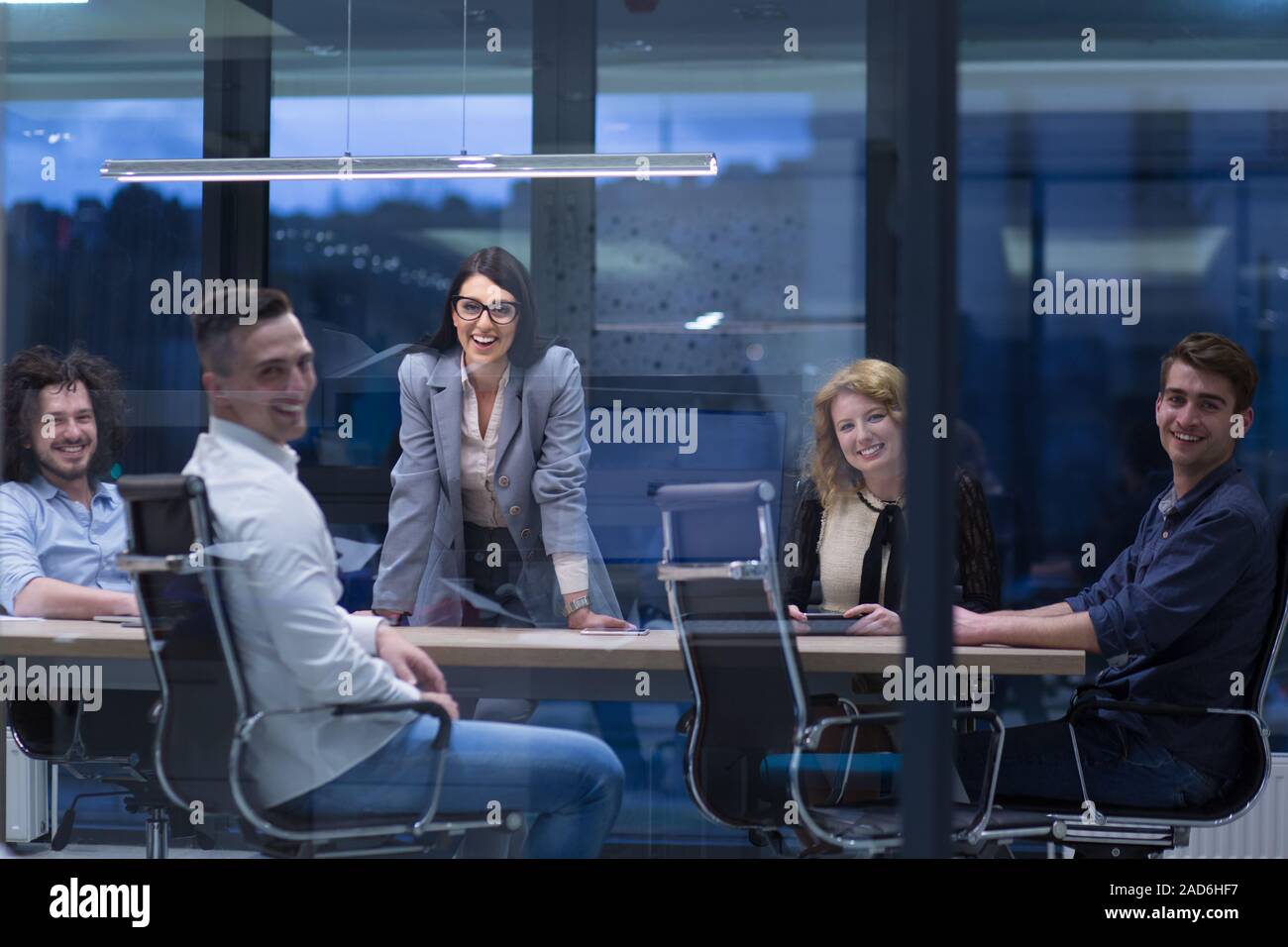 Startup Business Team At A Meeting at modern office building Stock ...