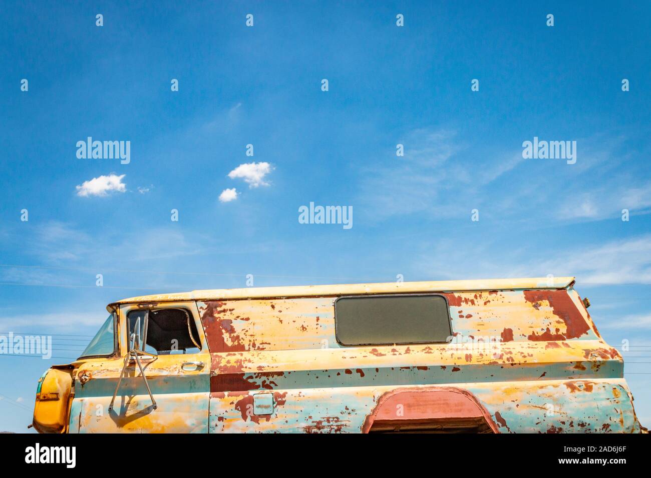 rusty old van in a junk yard in the desert in Phoenix Arizona USA Stock ...