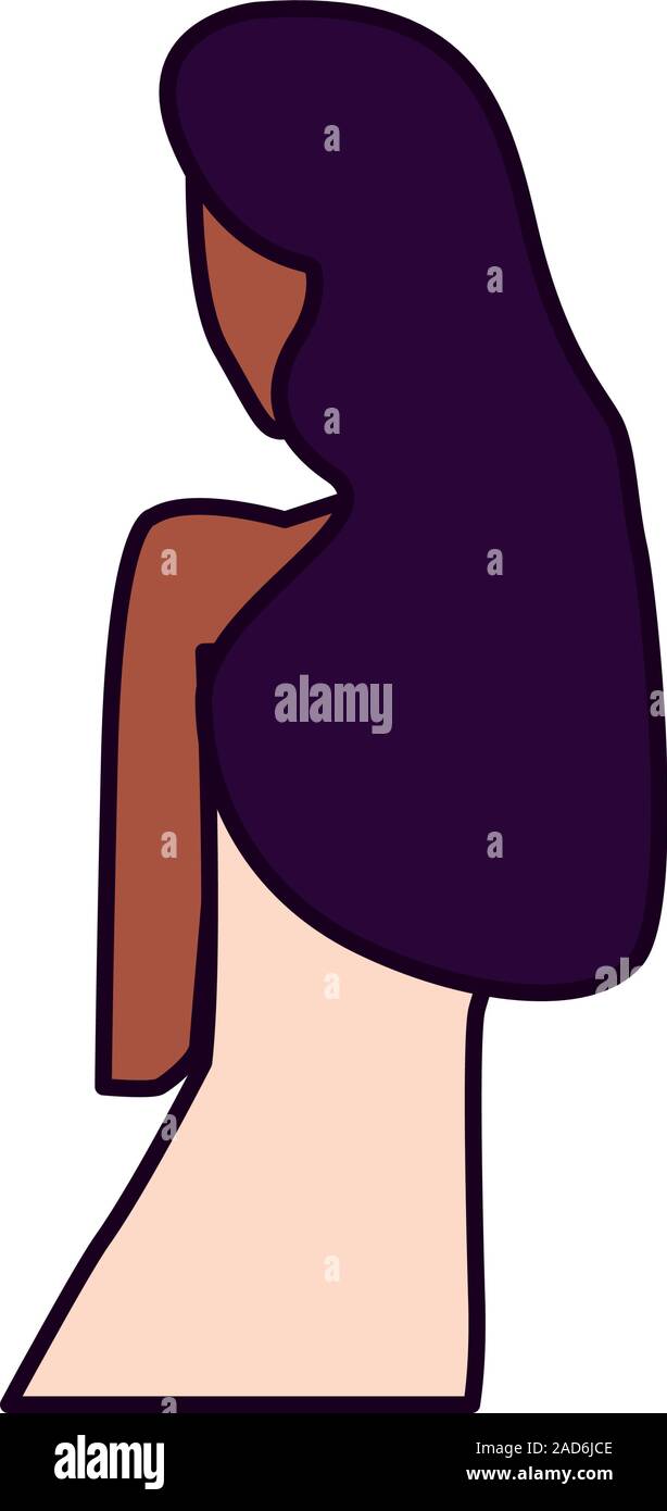 young woman of back position on white background vector illustration ...