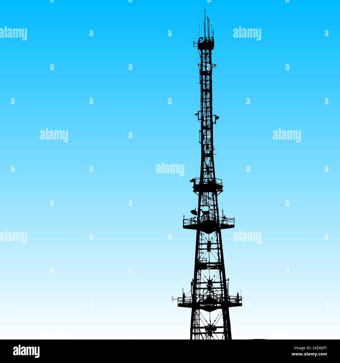 communications tower for tv and mobile phone signals. Vector ...