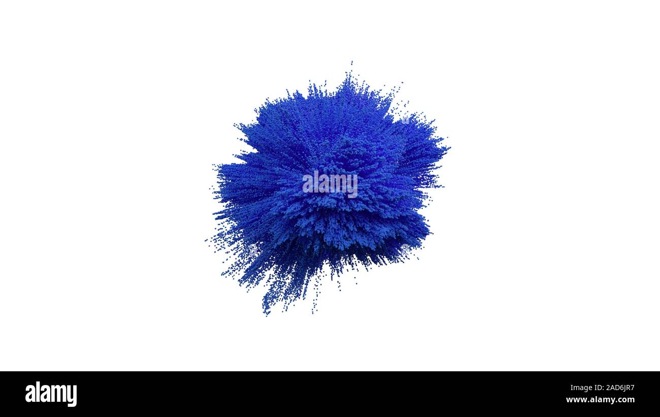 Blue powder ball explosion on white background. Blue cloud. Blue dust ...