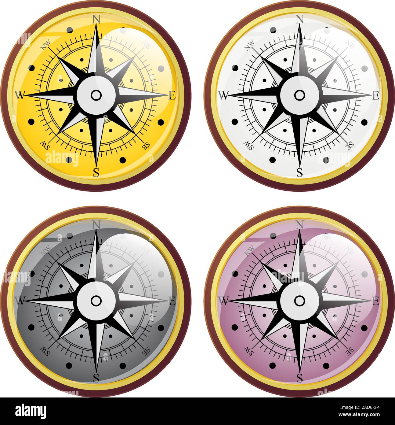 Set Wind rose compass flat symbols. Vector illustration Stock Vector ...