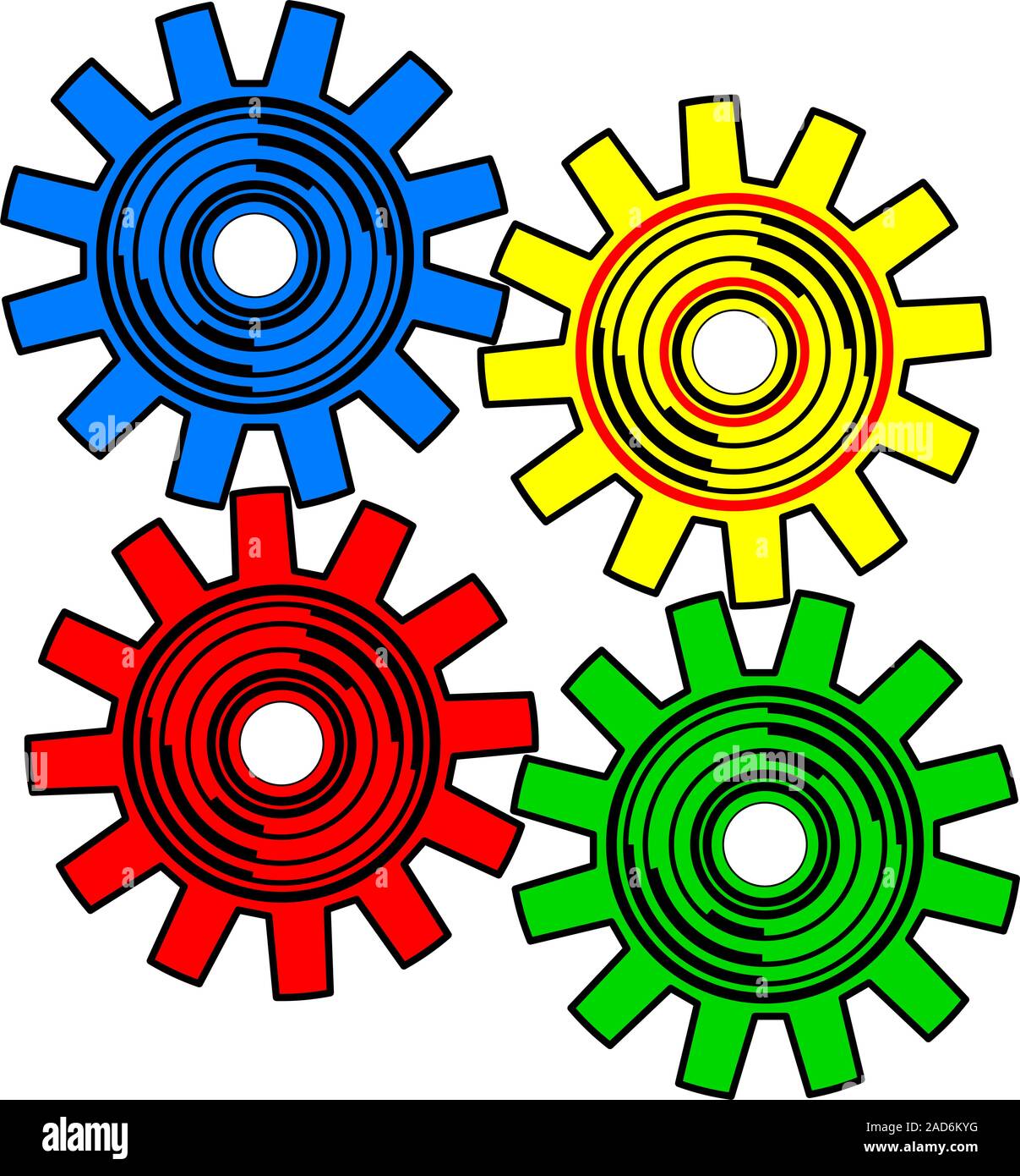 Colors gears on white background vector Stock Vector Image & Art - Alamy