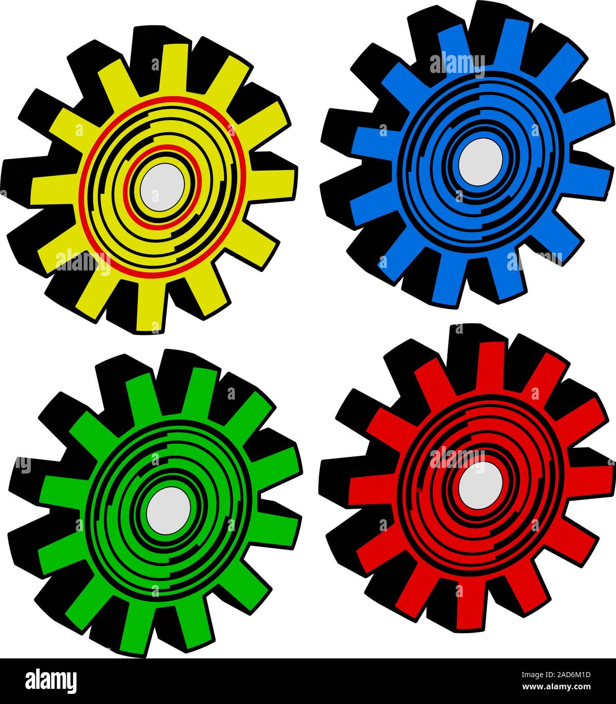 Colors gears on white background vector Stock Vector Image & Art - Alamy