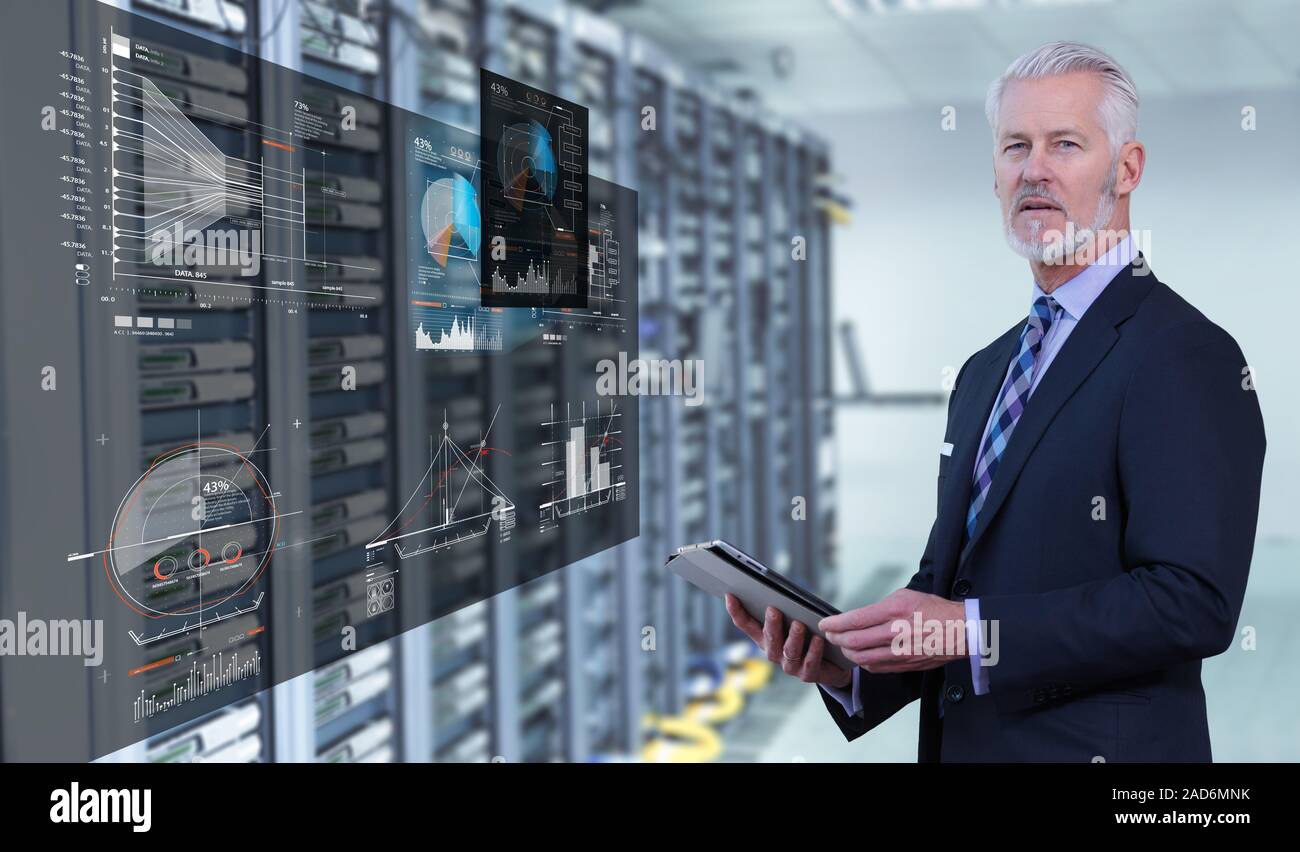Senior Businessman in server room Stock Photo - Alamy