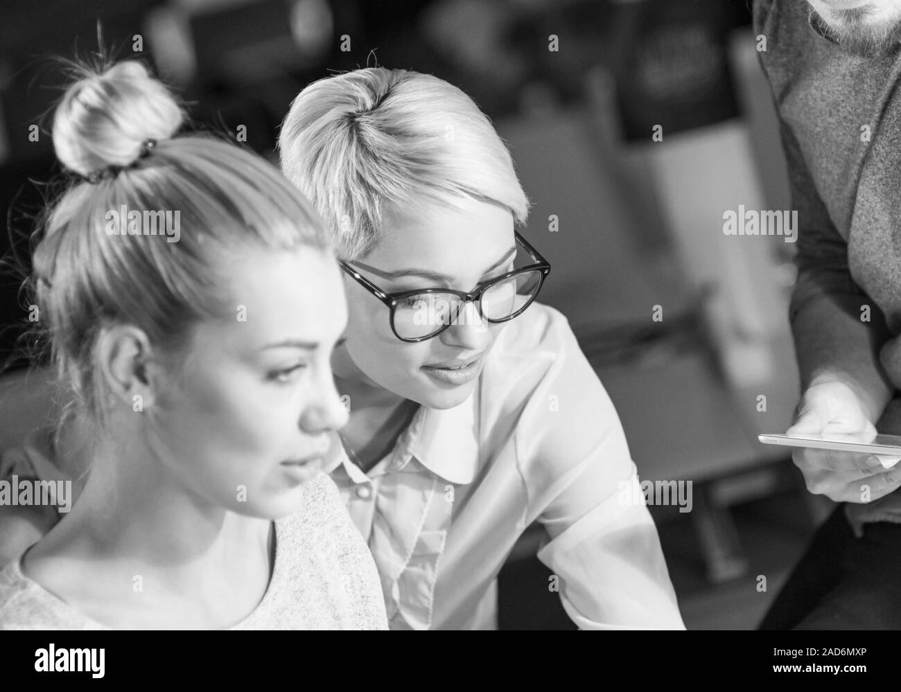 Boss two worker in Black and White Stock Photos & Images - Alamy