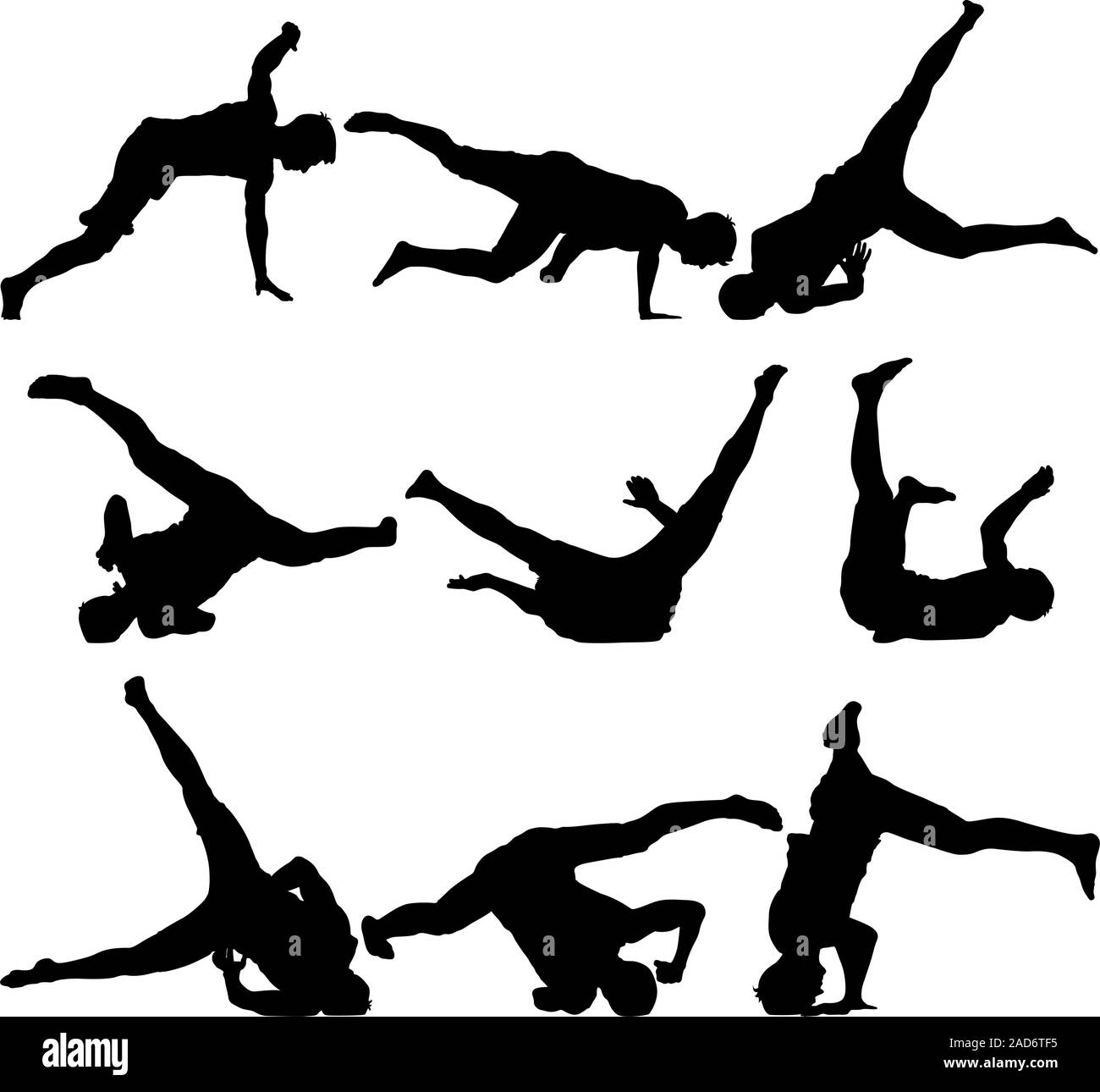 Silhouettes breakdancer on a white background. Vector illustration ...