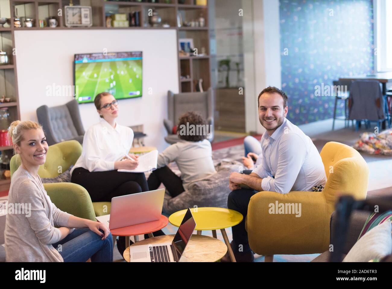 Startup Business Team At A Meeting at modern office building Stock ...