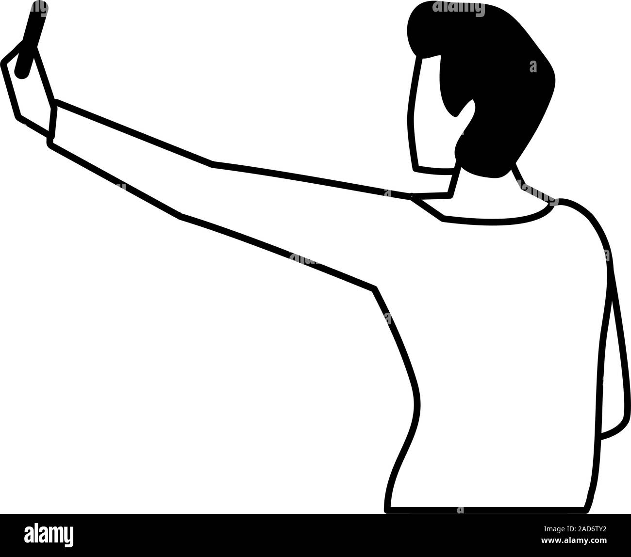 young man of back position on white background vector illustration ...