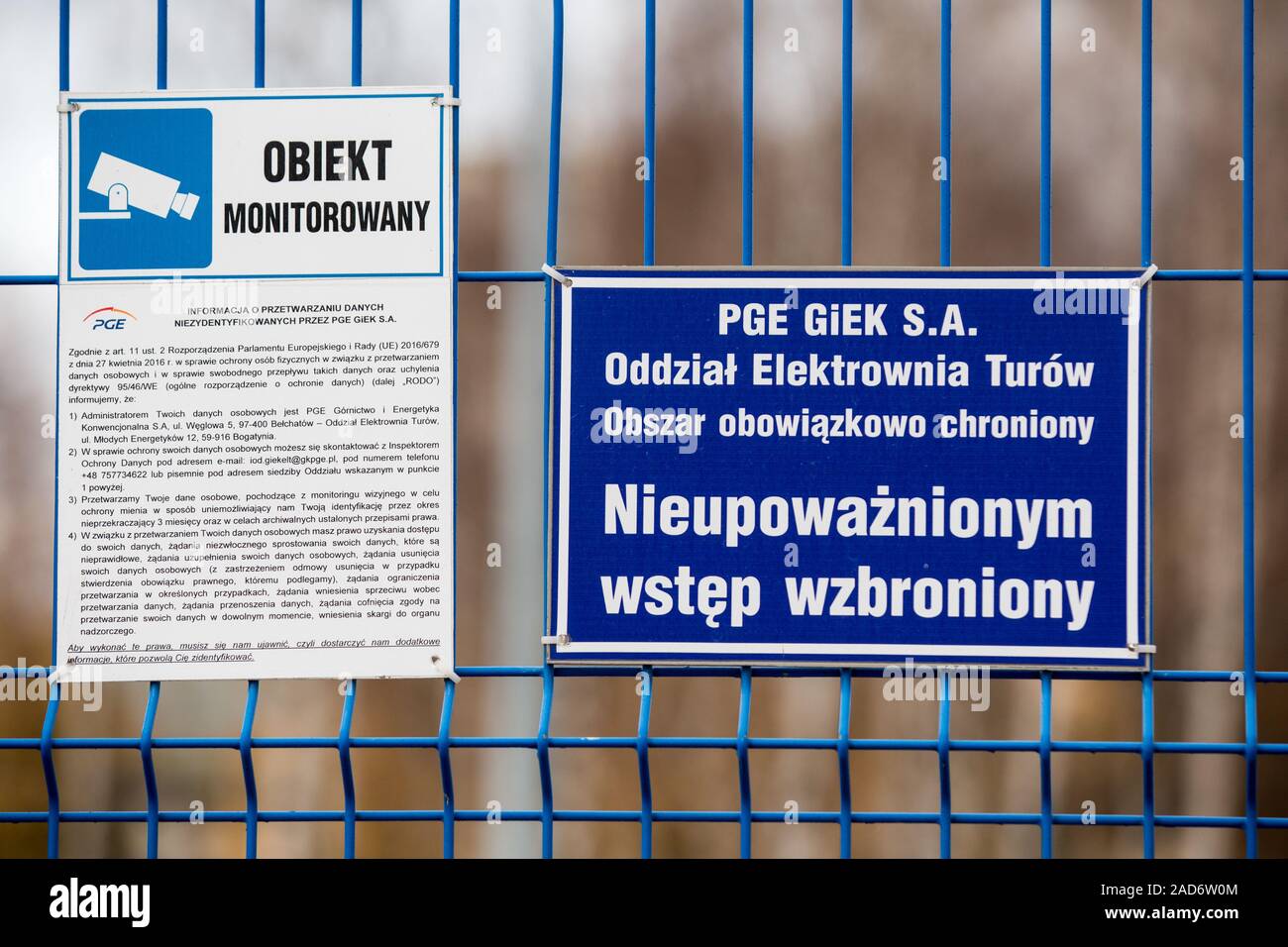 Information boards seen around the Turow Power Plant, a thermal ...