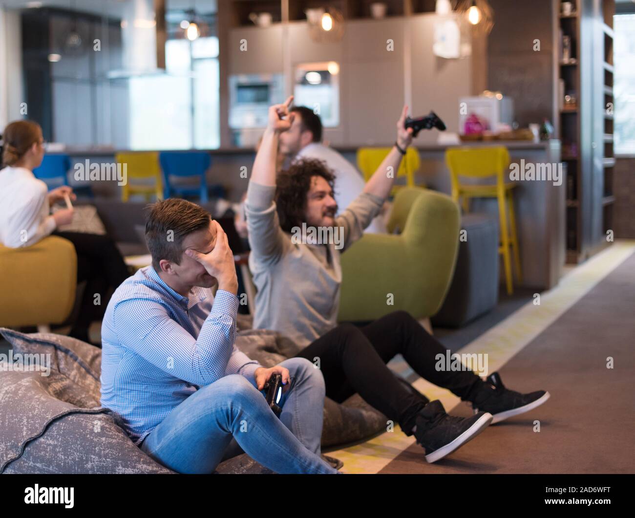 startup Office Workers Playing computer games Stock Photo - Alamy