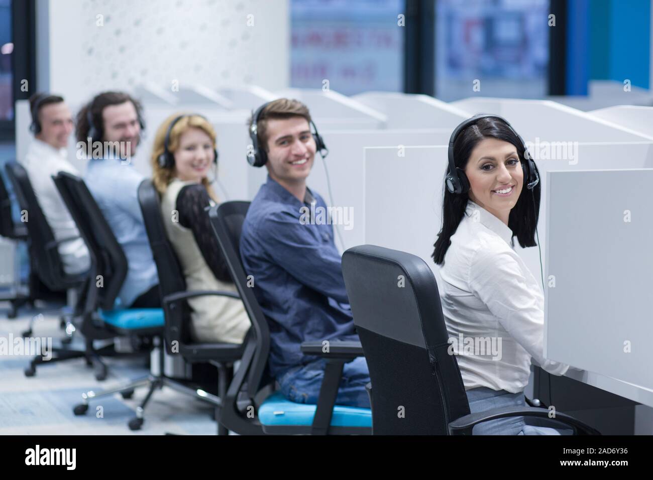 Portrait male female operators hi-res stock photography and images - Alamy