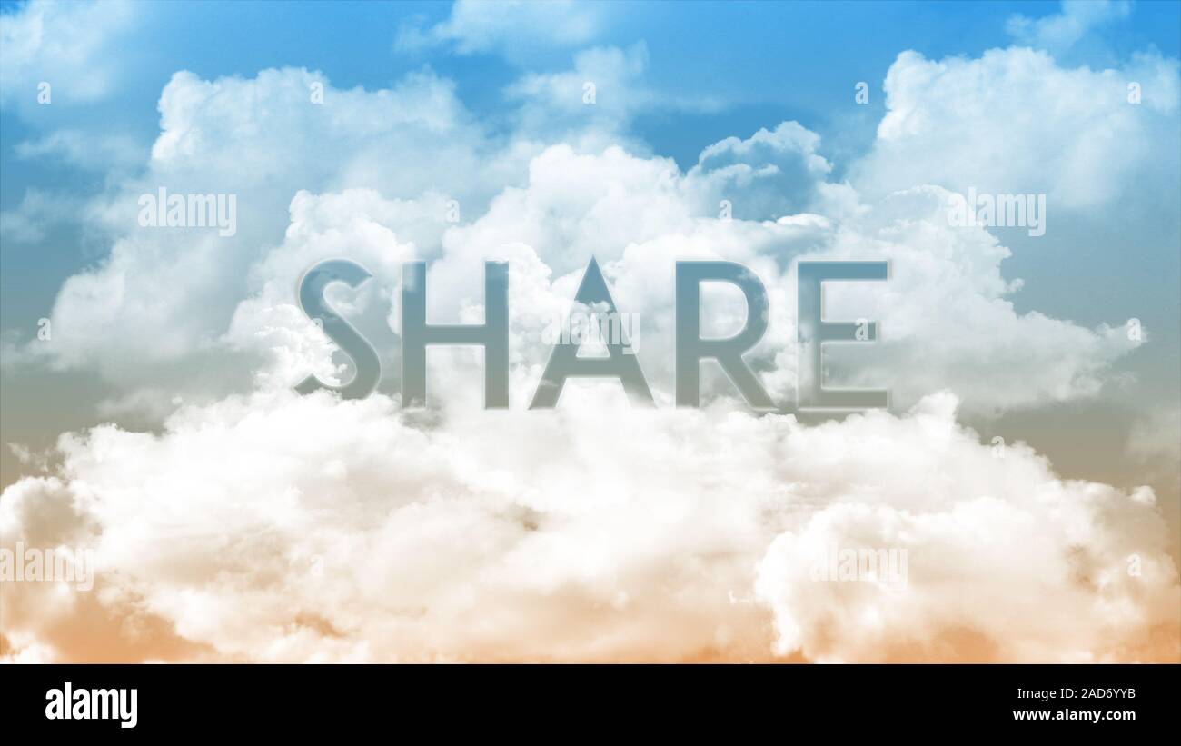 Word SHARE in the clouds and colorful sky, business concept for ...