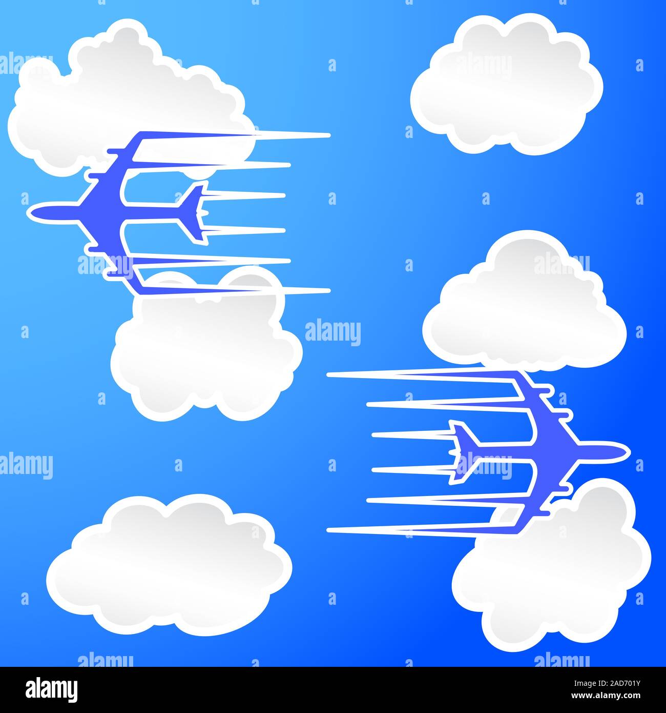 Planes trail in the cloudy sky Vector Illustration Stock Vector Image ...