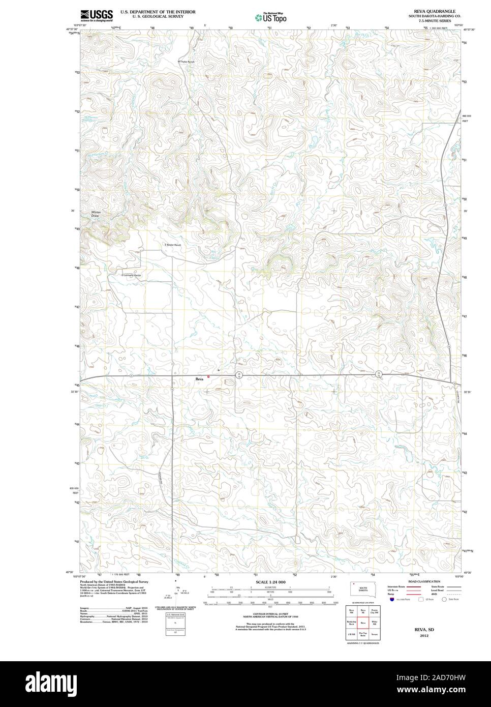 Map of reva south dakota Cut Out Stock Images & Pictures - Alamy