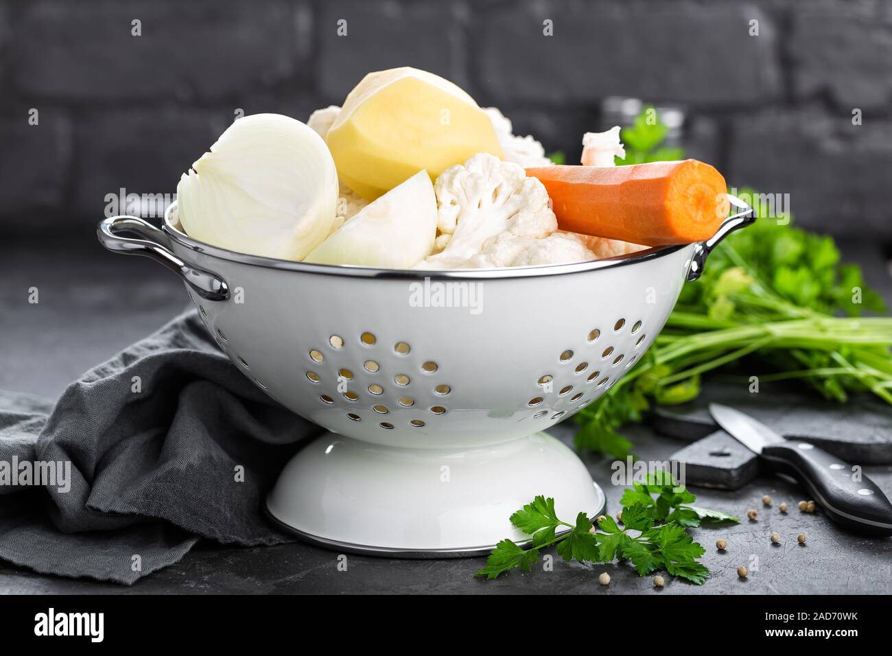 Raw peeled vegetables Stock Photo - Alamy