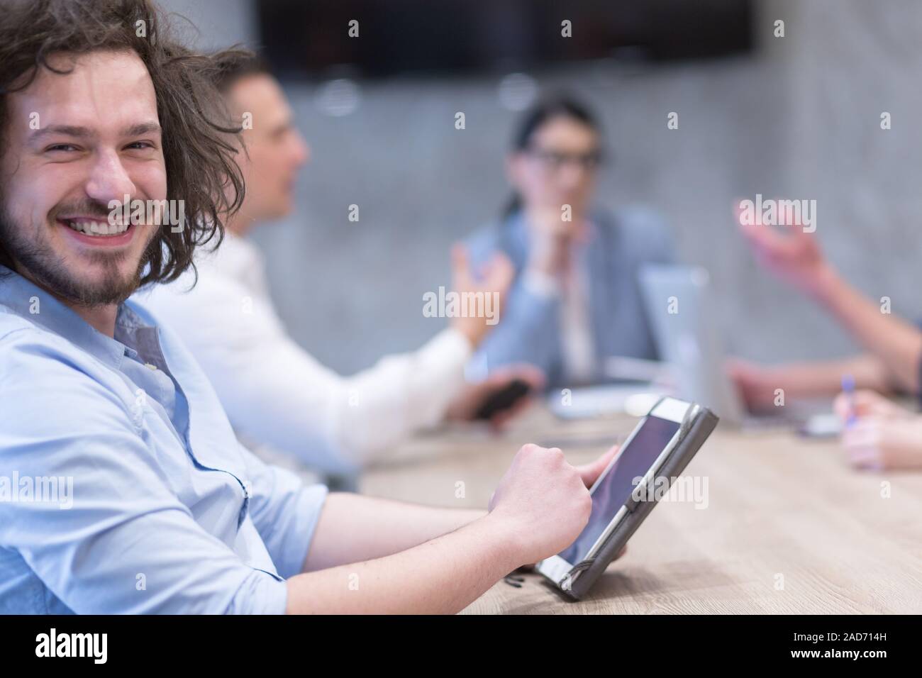 Startup Business Team At A Meeting at modern office building Stock ...