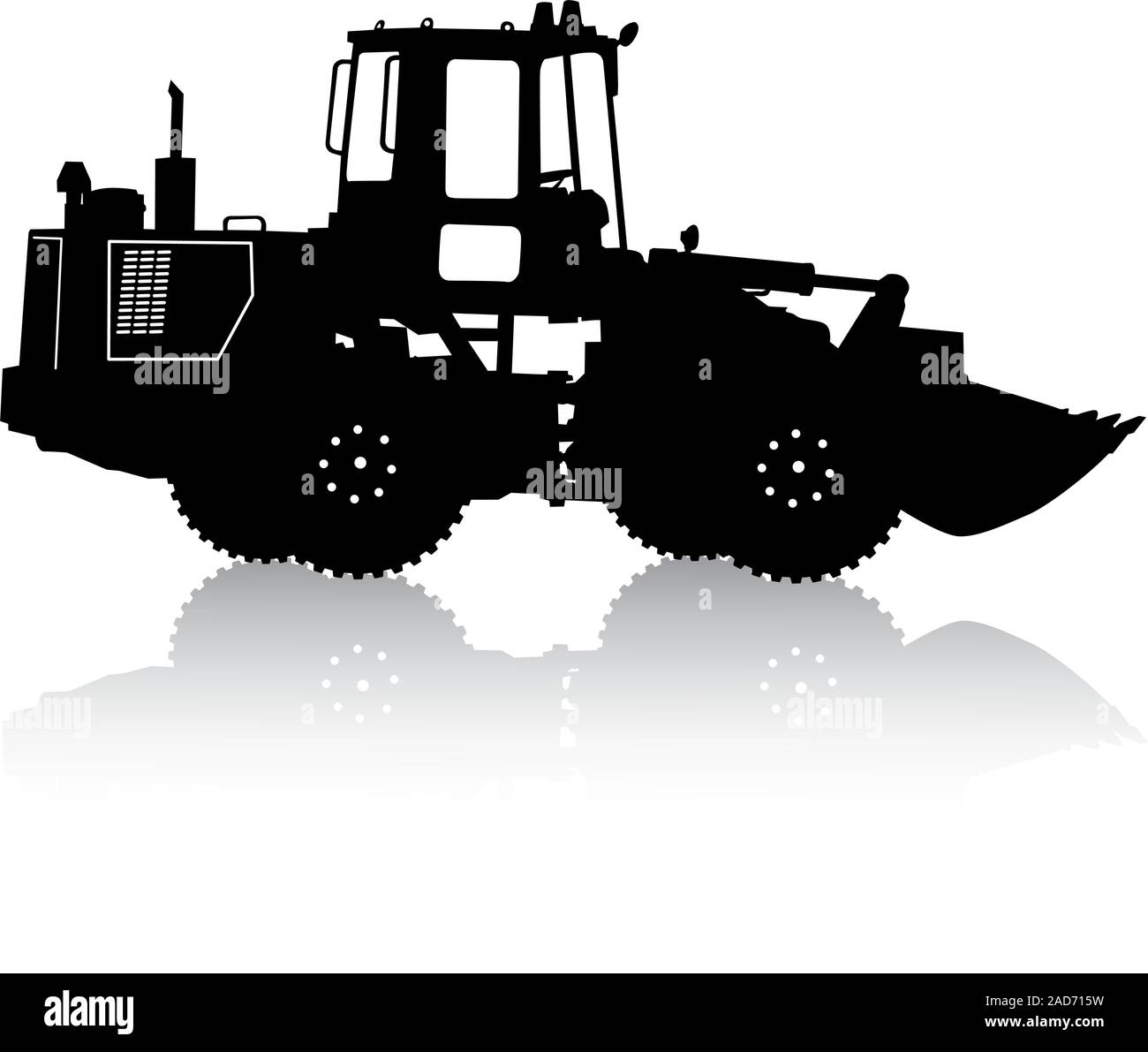 Silhouette of a heavy loaders with a ladle. Vector illustration Stock ...