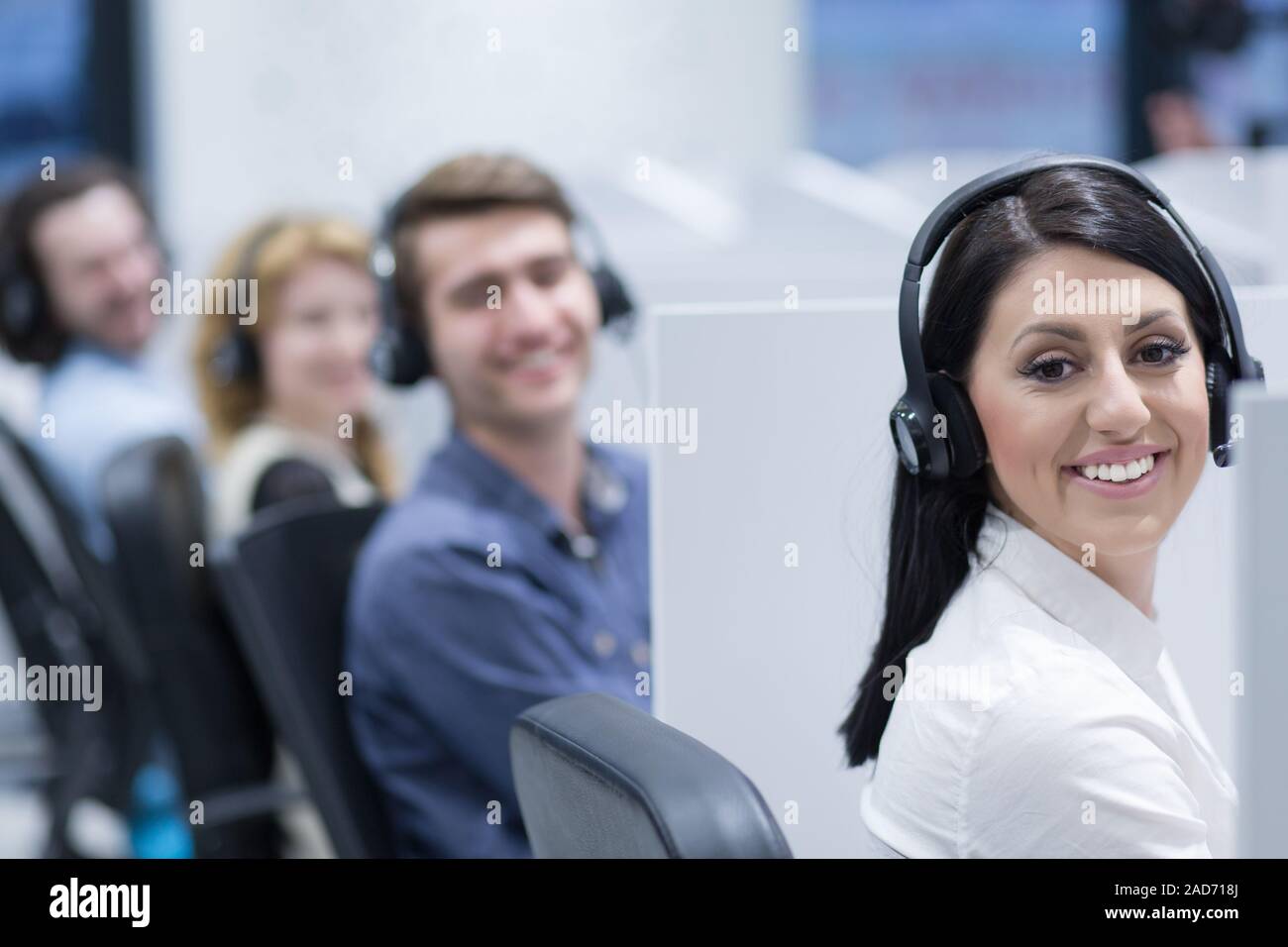 Team call center operators in hi-res stock photography and images - Alamy