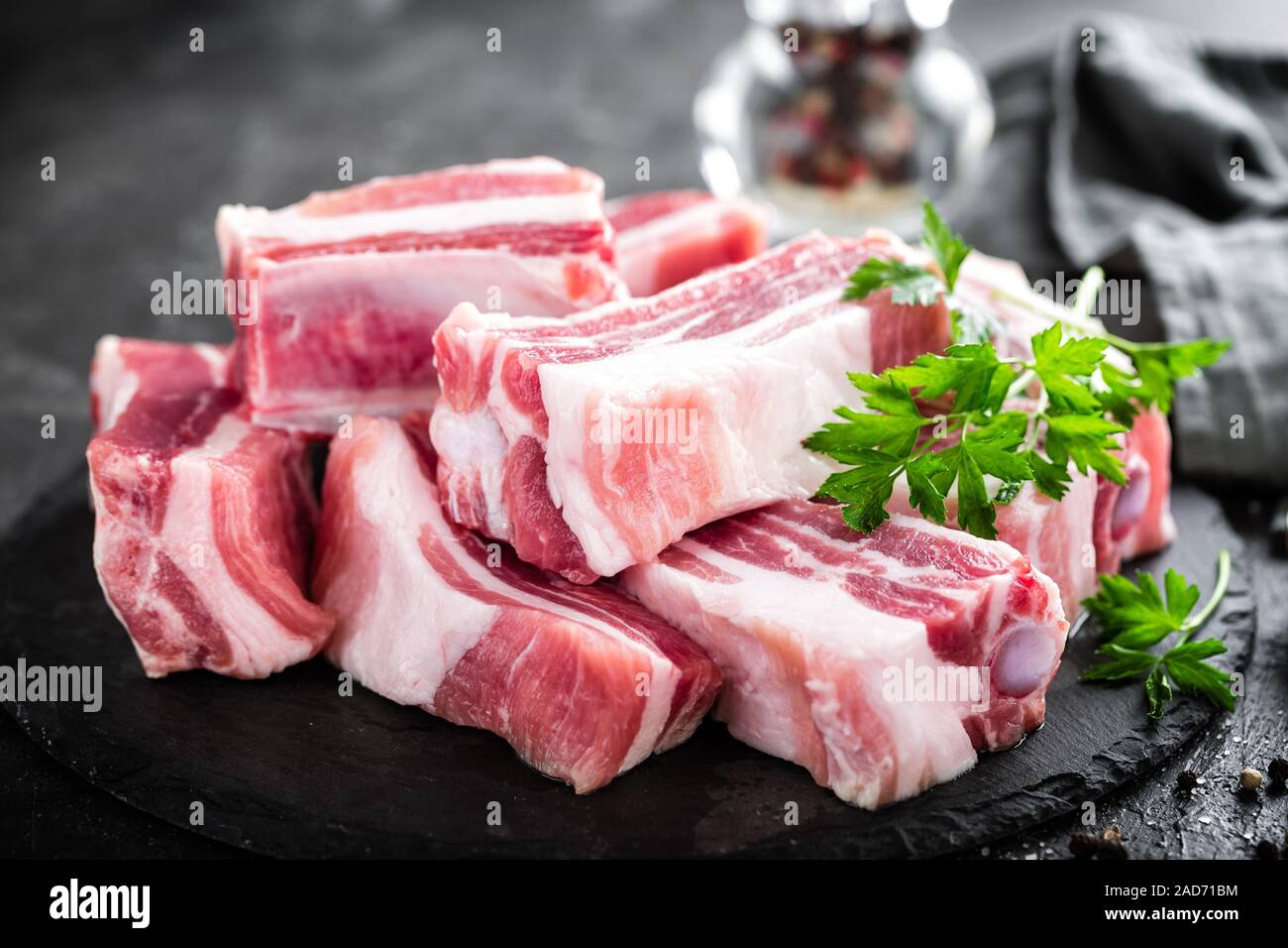 Pork ribs, raw meat Stock Photo - Alamy