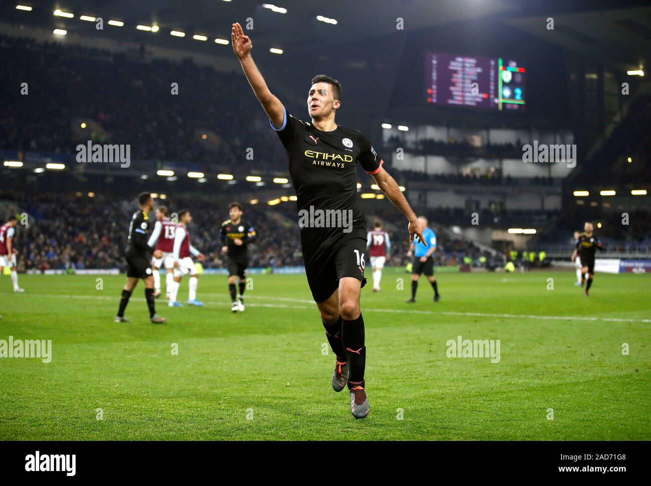 Manchester City's Rodrigo celebrates scoring his sides third goal ...