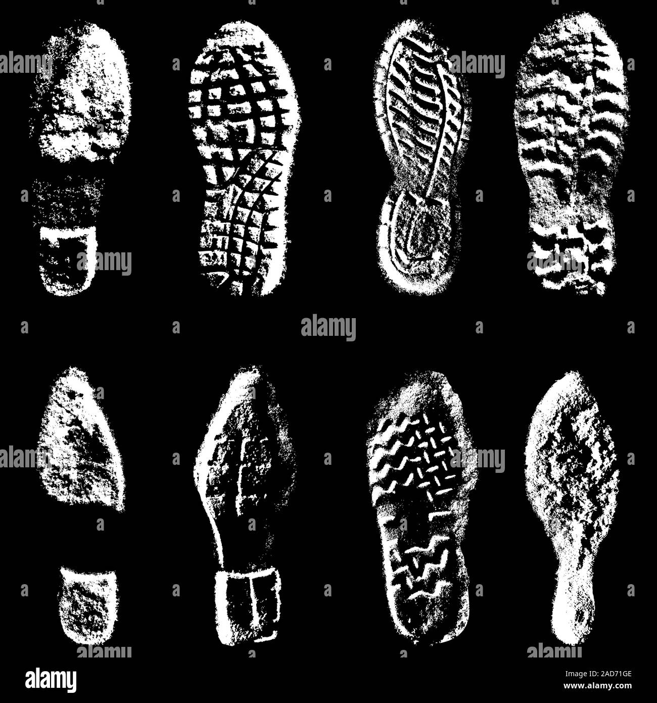 Collection imprint soles shoes black silhouette. Vector illustration ...