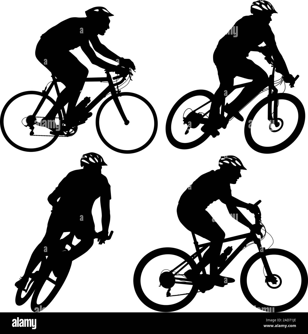 Set silhouette of a cyclist male and female. vector illustration Stock ...