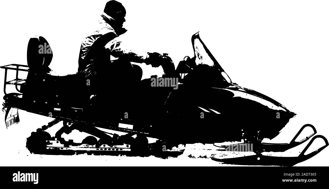 Silhouette snowmobile on white background. Vector illustration Stock ...