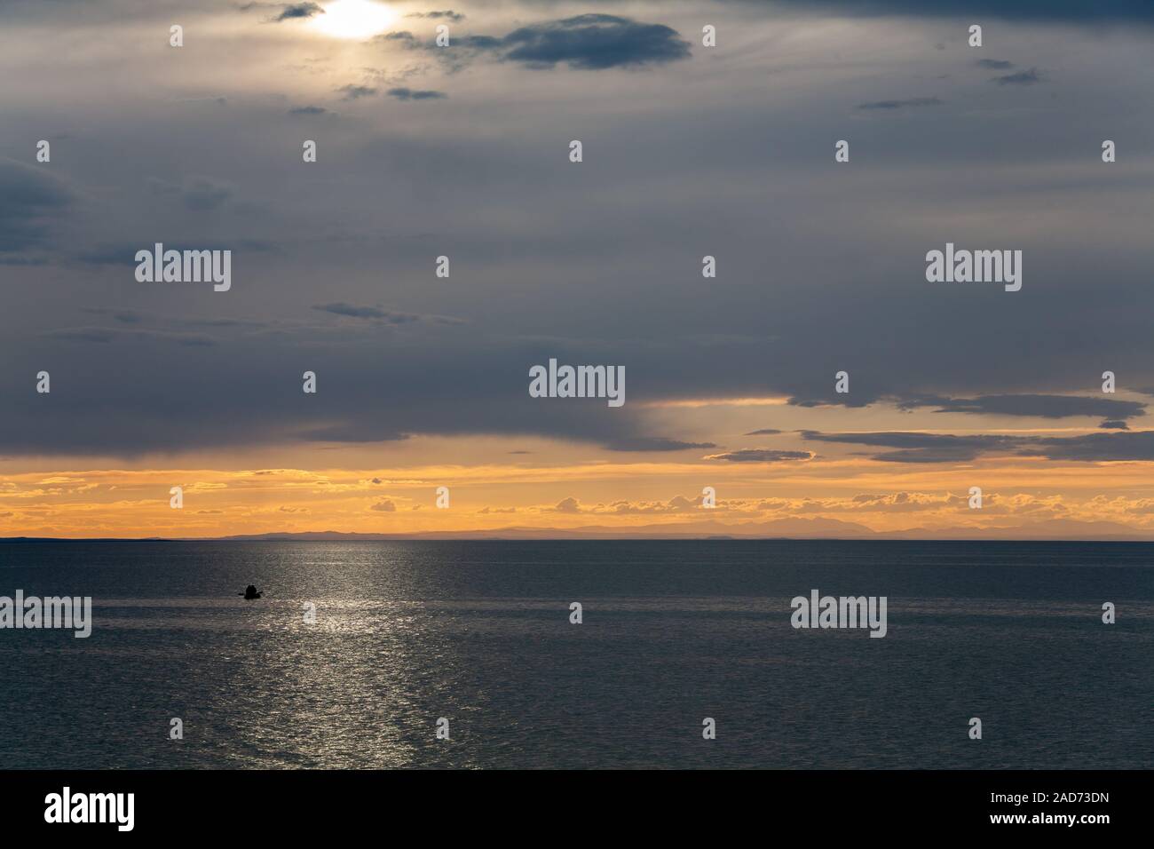sunset on a lake in Mongolia Stock Photo - Alamy