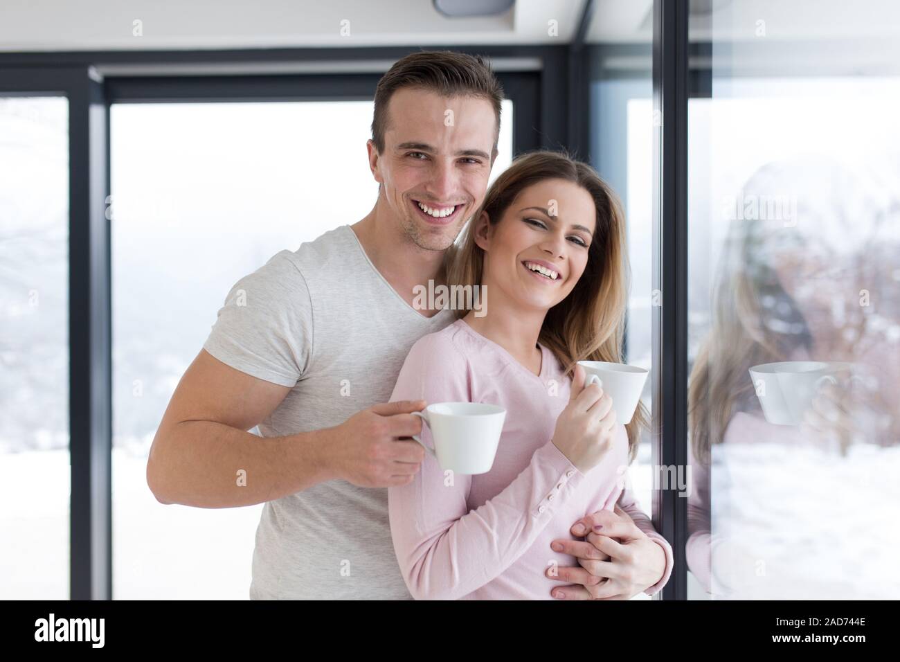 Young couple enjoying relaxing morning hi-res stock photography and ...