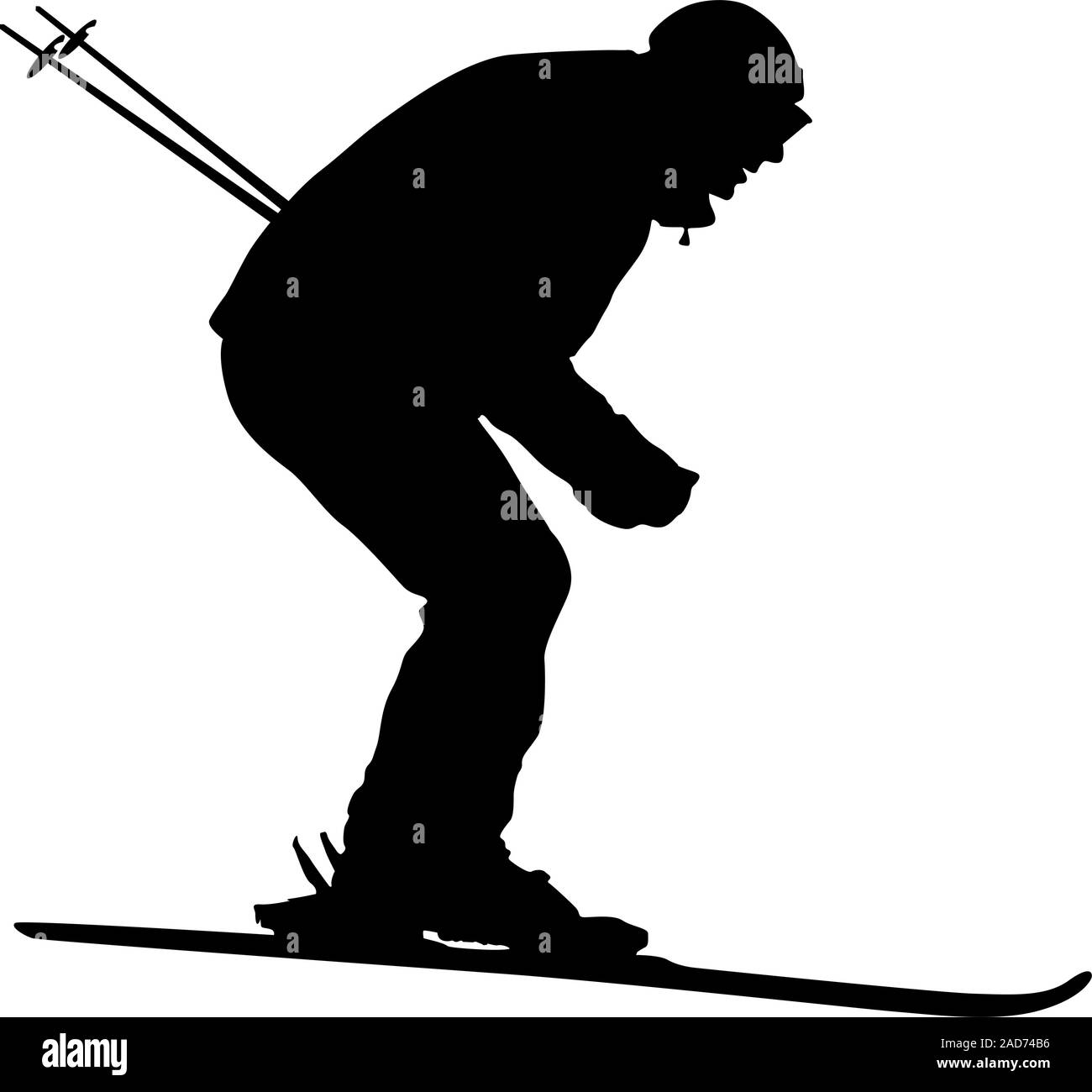Mountain skier speeding down slope. Vector sport silhouette Stock ...