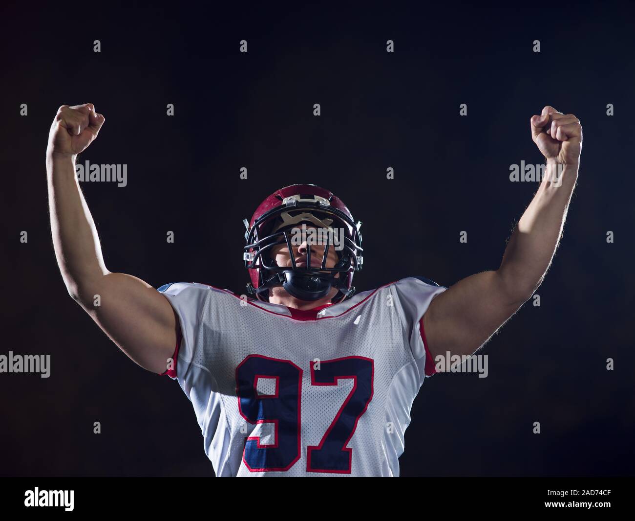 american football player celebrating after scoring a touchdown Stock ...